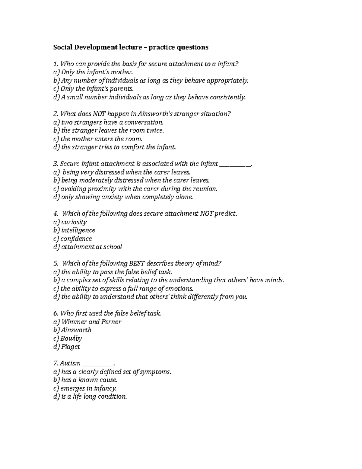 PS111 L2 practice questions - Social Development lecture – practice ...