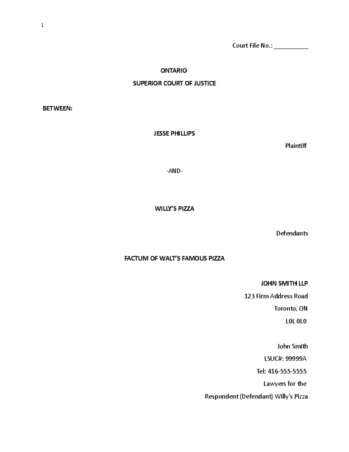 Factum Martin - case brief - Court File No.: __________ ONTARIO ...