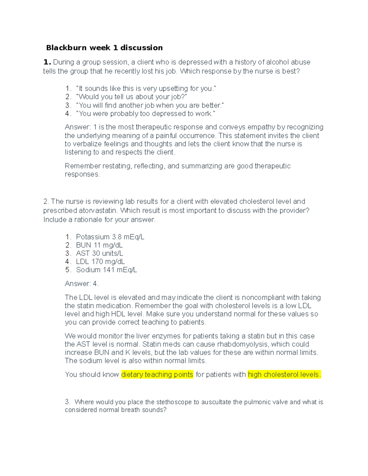 Blackburn week 1 discussions - Blackburn week 1 discussion During a ...