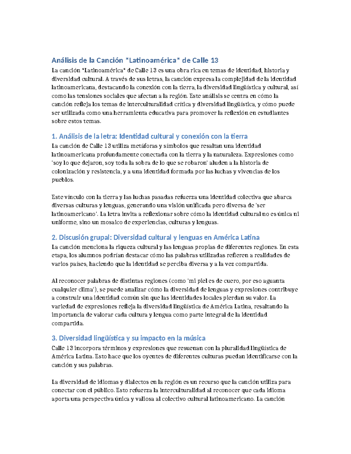 Analisis Latinoamerica Calle 13 - Análisis de la Canción Latinoamérica ...