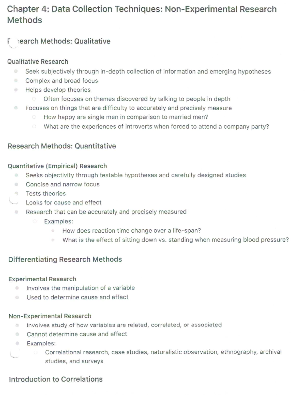 Psy-50, Chapter 4 - Data Collection Techniques, Non-experiemental ...