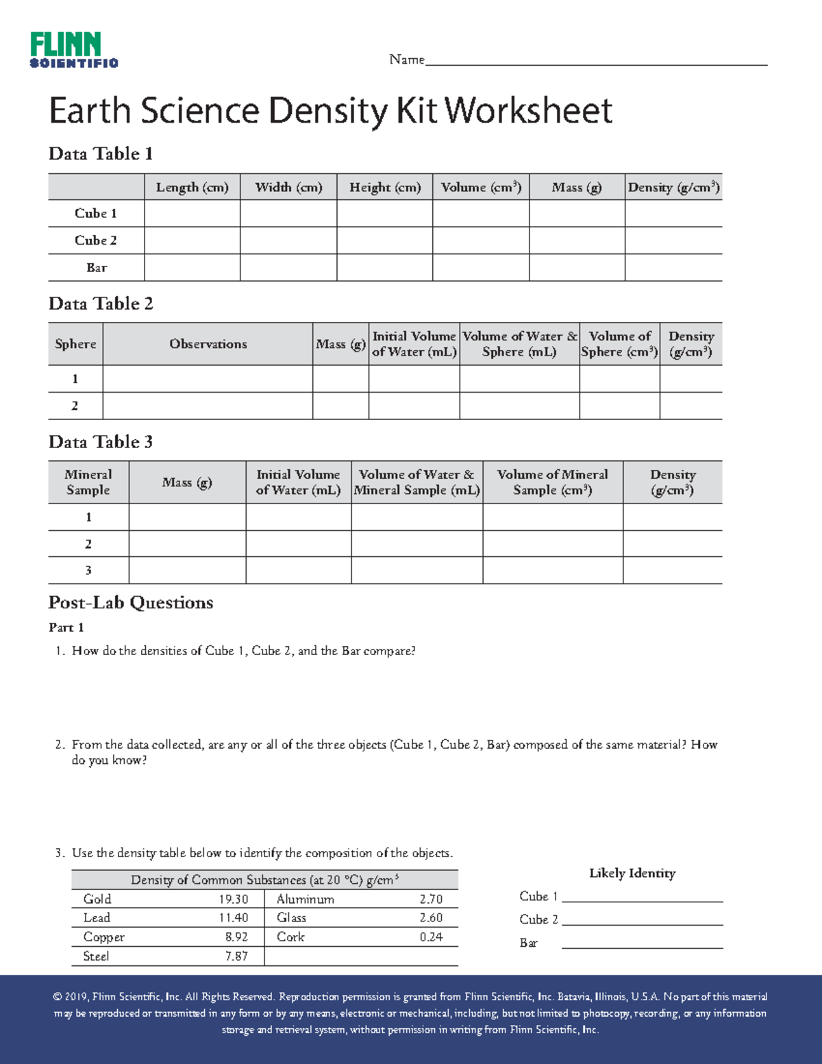 Earth Science Density Lab - © 2019, Flinn Scientific, Inc. All Rights ...