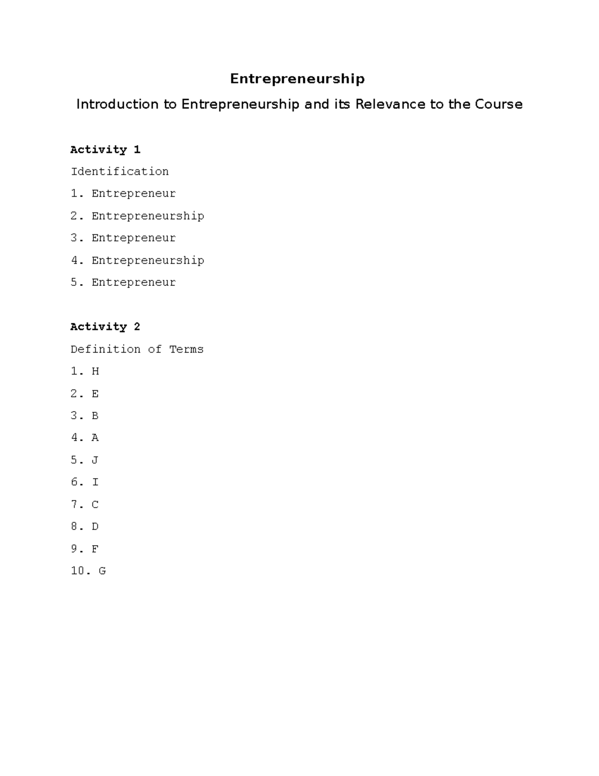 Entrepreneurship Week 1 - Entrepreneurship Introduction to ...