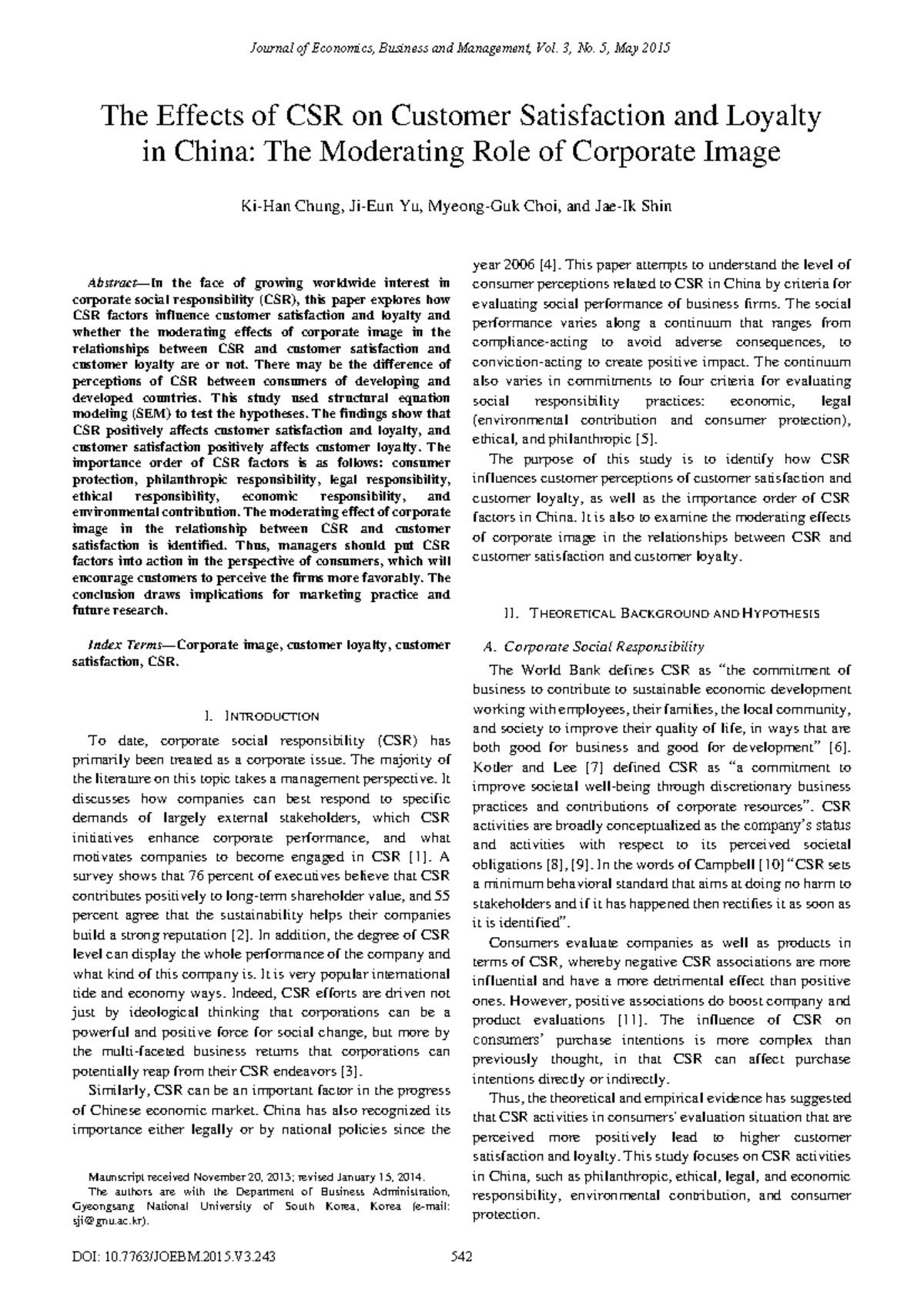 THE Effects OF CSR ON Customers - Abstract—In the face of growing ...