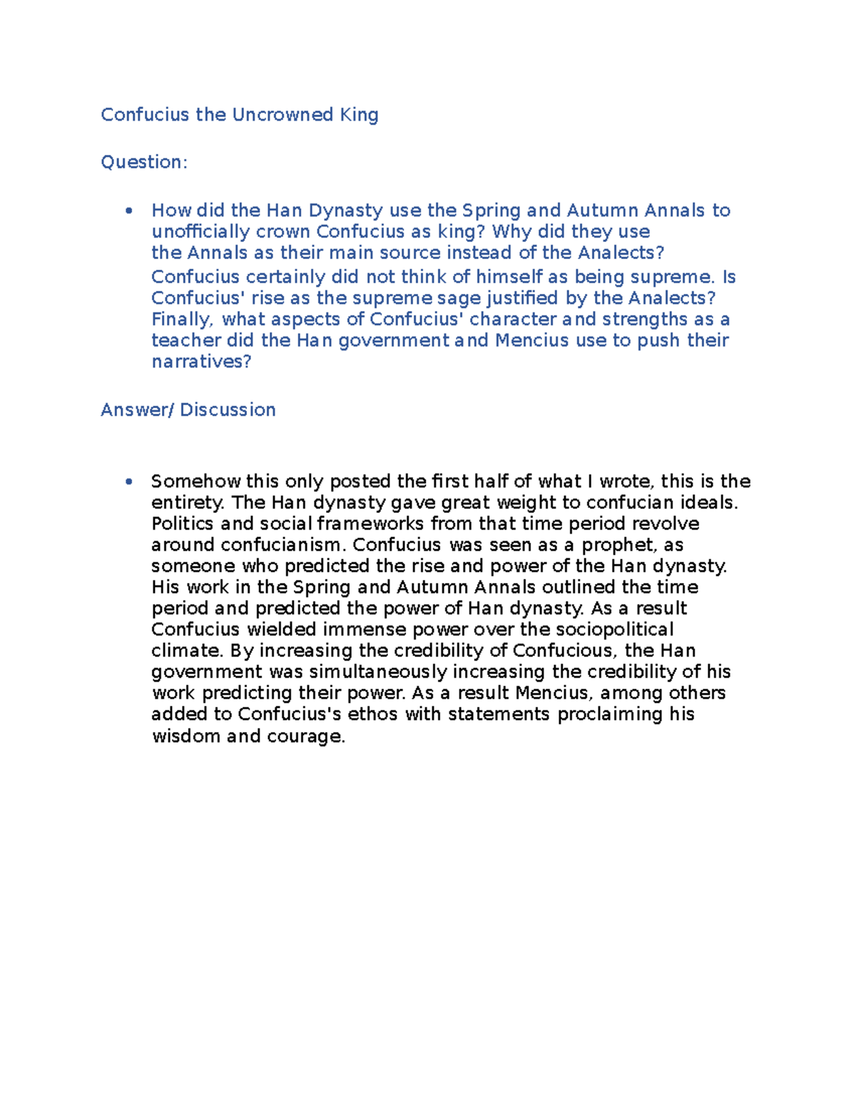 Confucius the Uncrowned King - Confucius the Uncrowned King Question ...