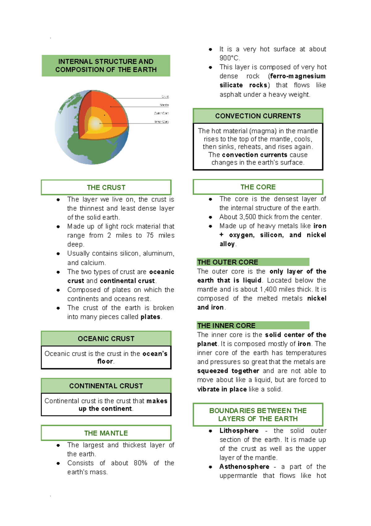 Science Q1L1 Notes - INTERNAL STRUCTURE AND COMPOSITION OF THE EARTH ...