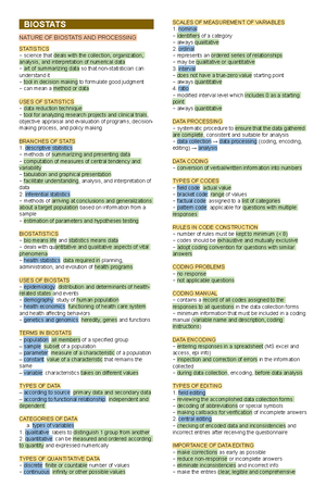 Biostatistics 2 - worksheet - Biostatistics and Epidemiology for MLS - Studocu