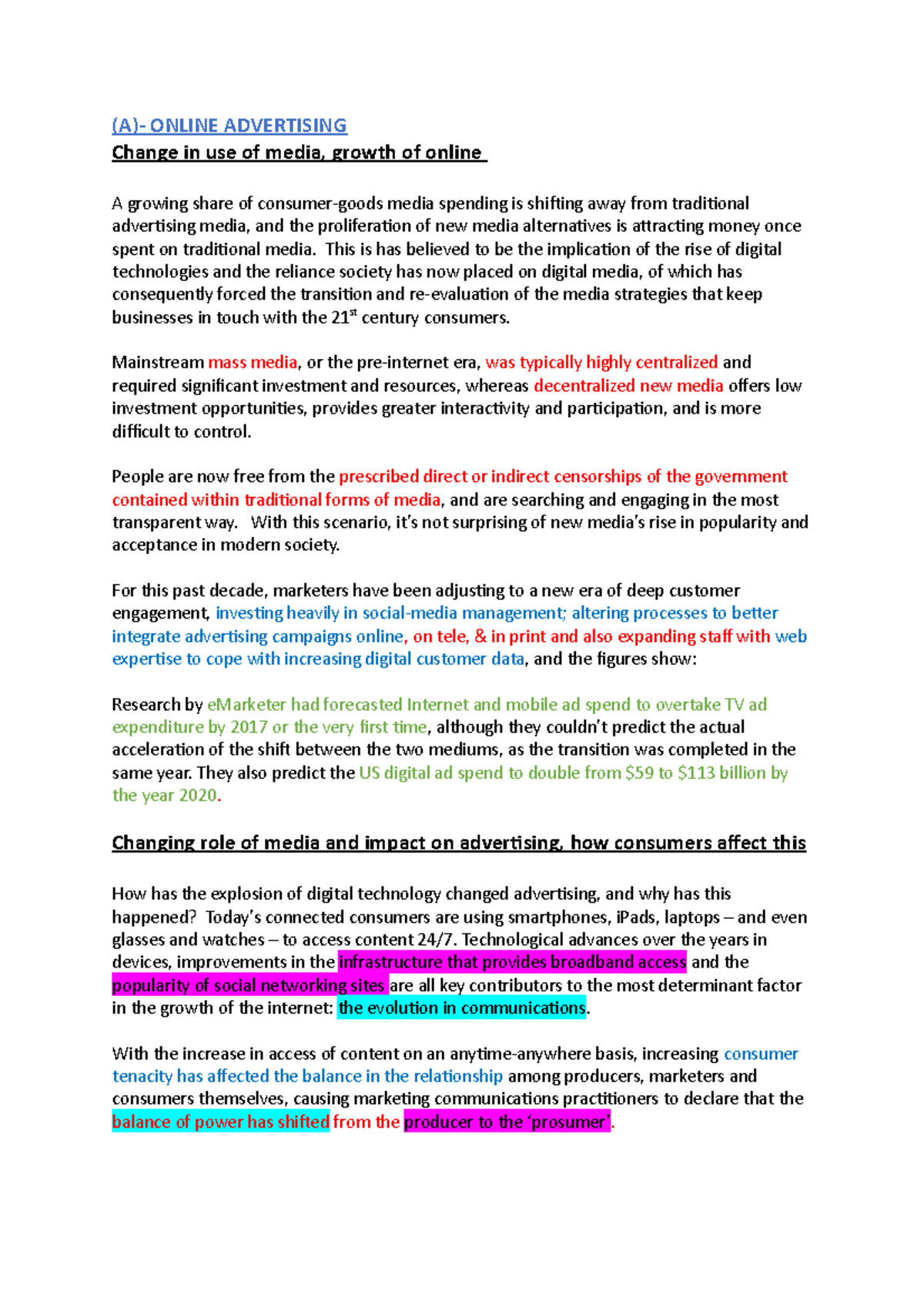 Online Advertising Revision Notes - (A)- ONLINE ADVERTISING Change in ...