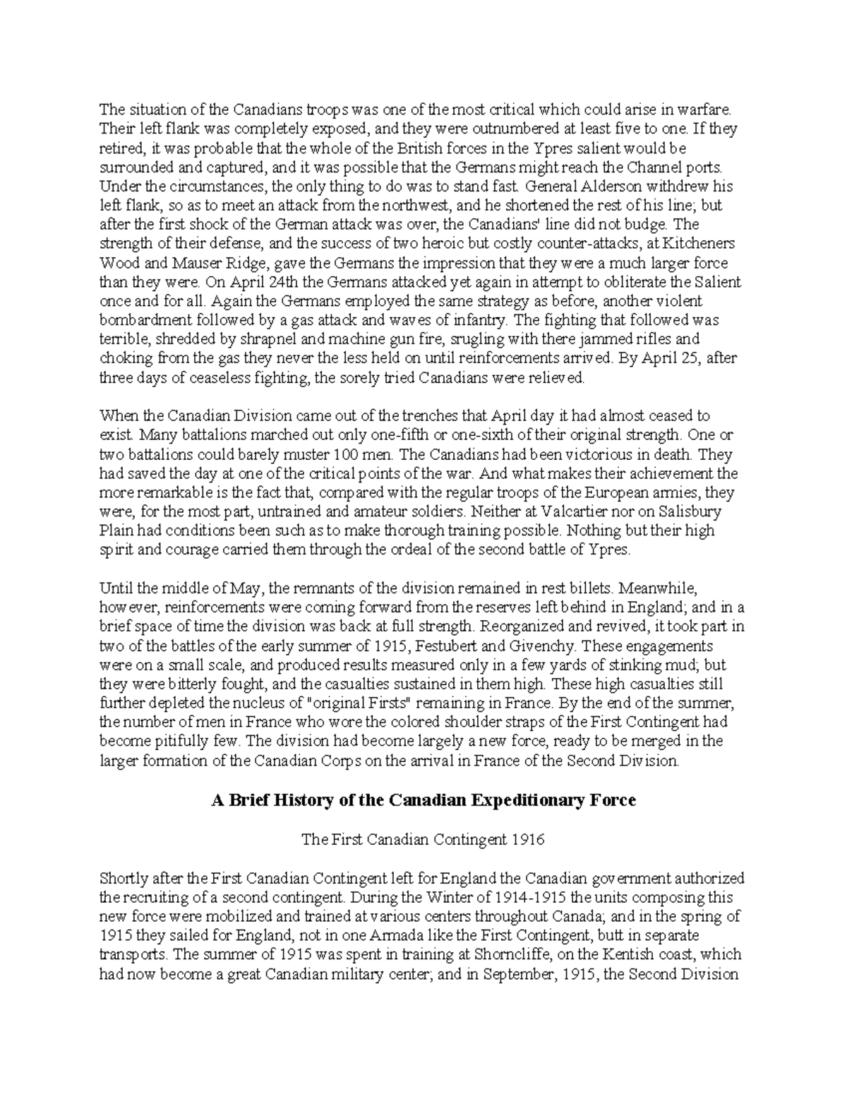 A Brief History of the Canadian Expeditionary Force - The Schlieffen ...