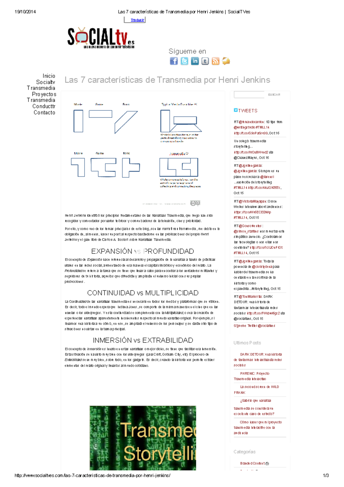 Jenkins henry - Las 7 características de Transmedia - 19/10/2014 Las 7 ...