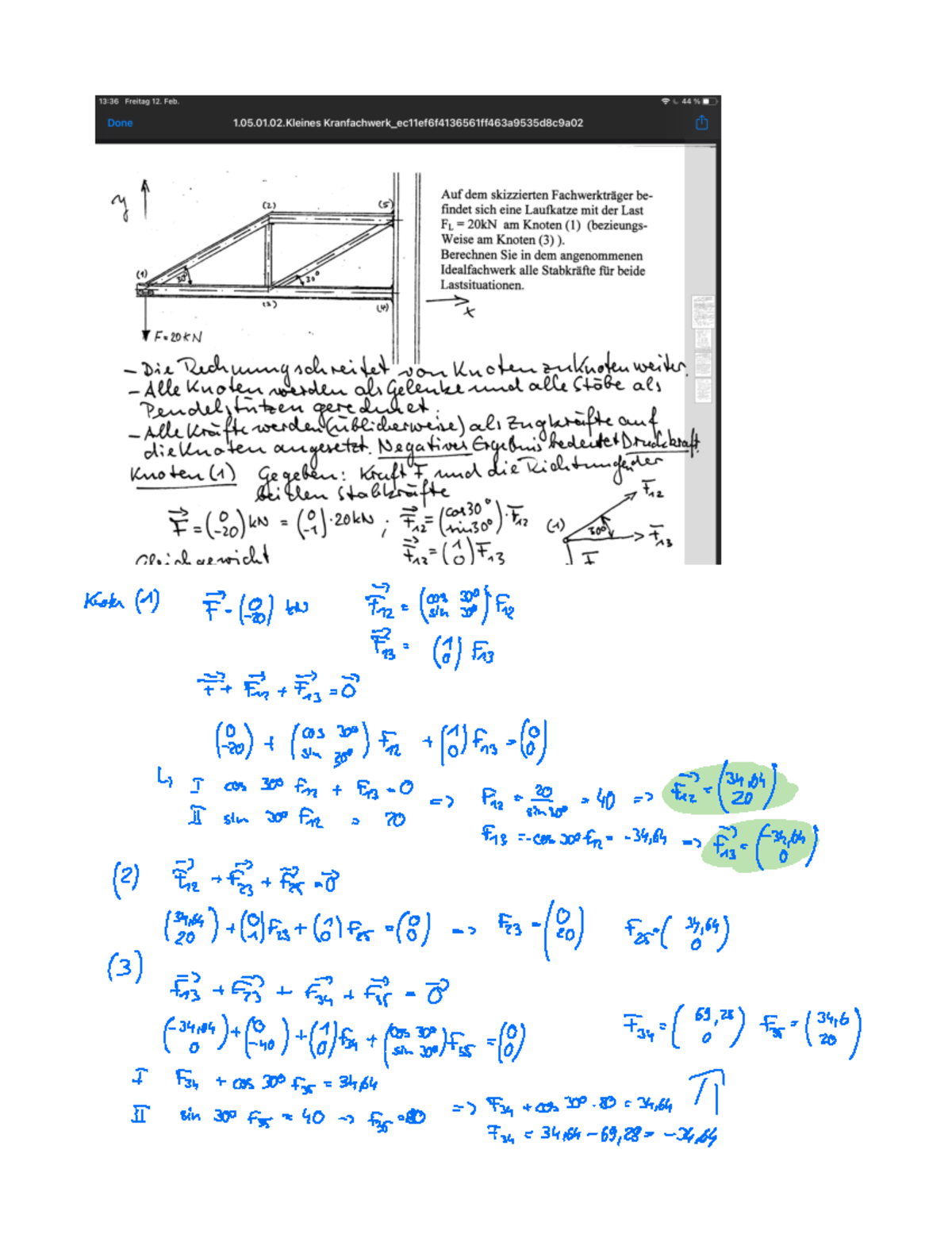 Notiz 12 - Mitschrift - Kola F 4N Frz 3 Ez 3 d E Ft Fn Es 0 f tfoIE I cos 300Frz Eis O I sin soo ...