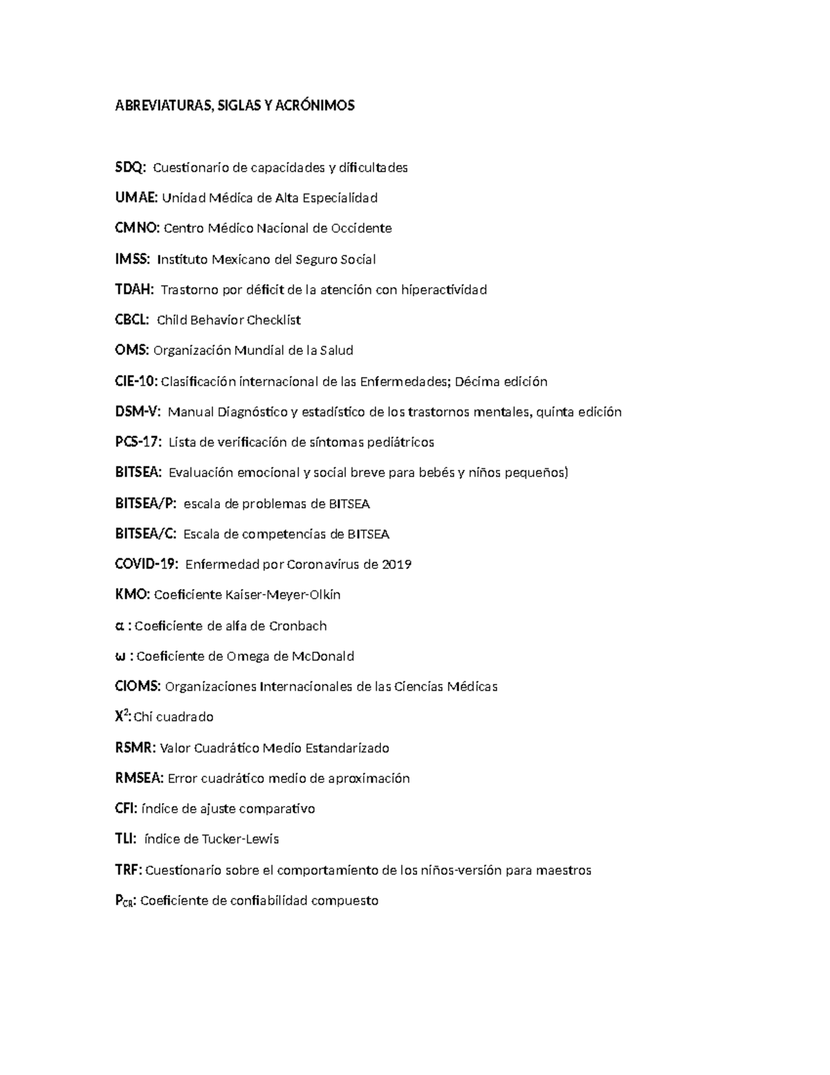 Abreviaturas y siglas - ABREVIATURAS, SIGLAS Y ACRÓNIMOS SDQ ...