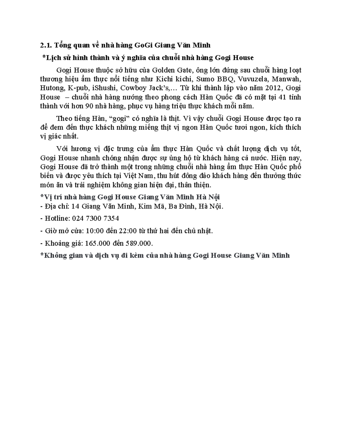 2.1.Tổng quan về gogihouse GVM - Tổng quan về nhà hàng GoGi Giang Văn ...