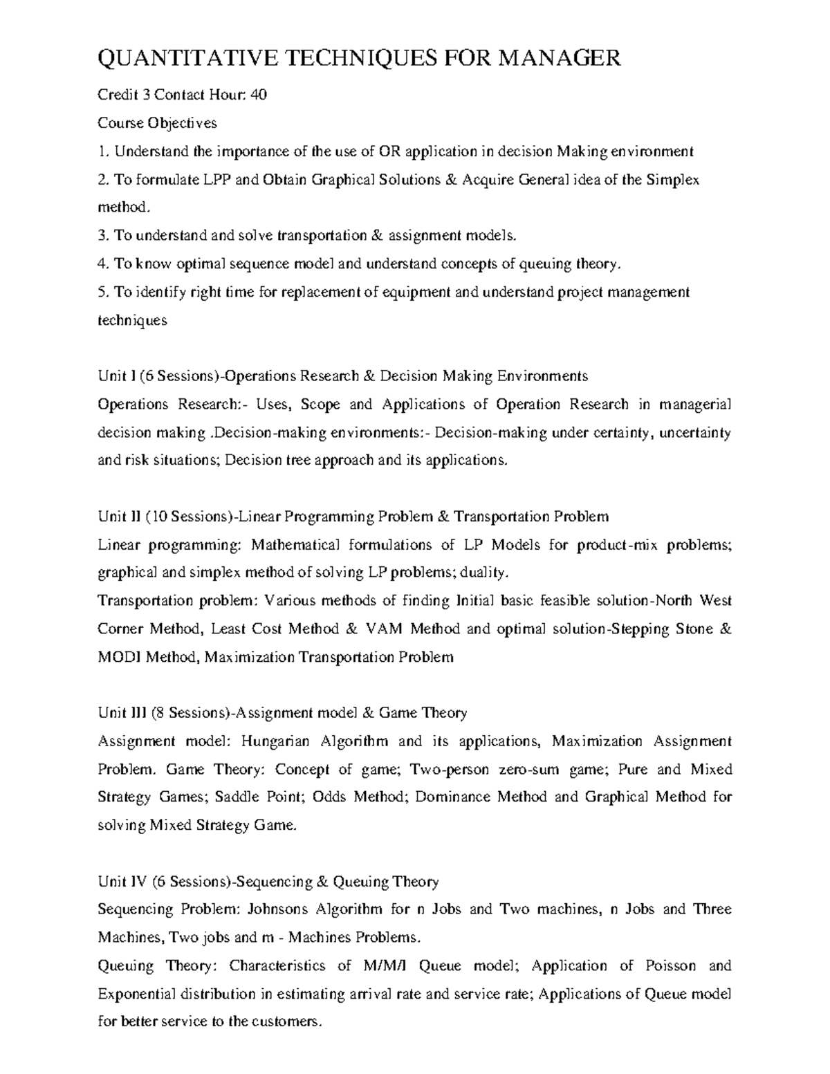 QTM notes LPP TP Network - QUANTITATIVE TECHNIQUES FOR MANAGER Credit 3 ...