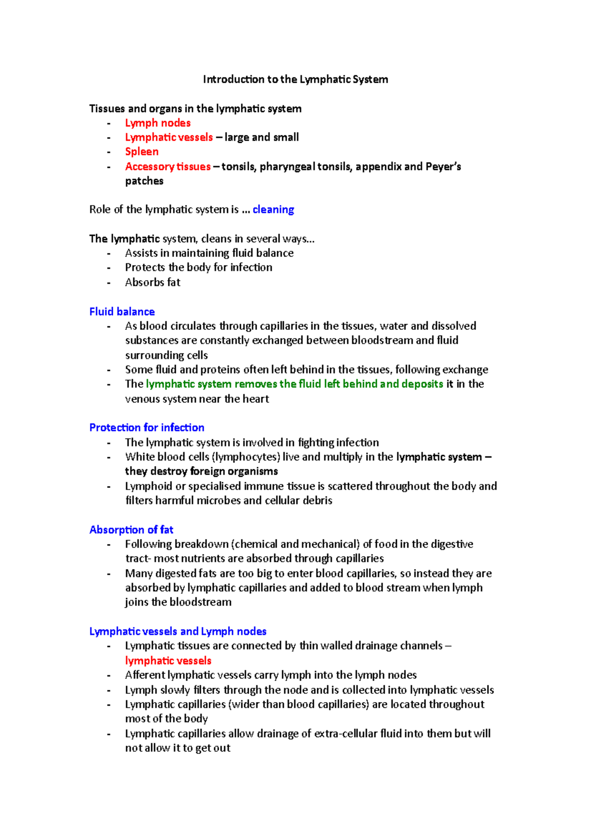 Introduction to the Lymphatic System - Introduction to the Lymphatic ...