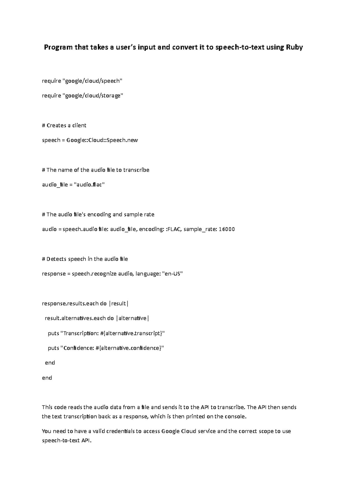 Ruby Program That Takes User Input And Converts From Text To Speech