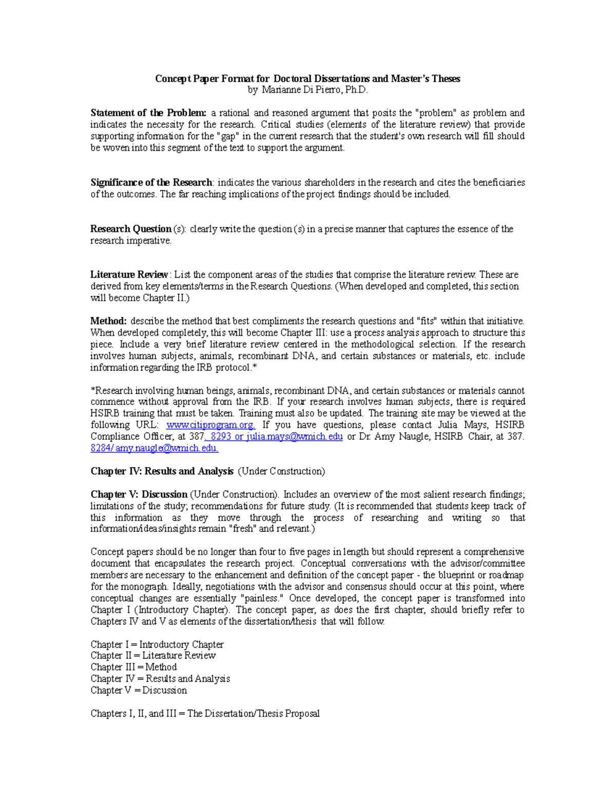 Concept paper format - please read - Concept Paper Format for Doctoral ...