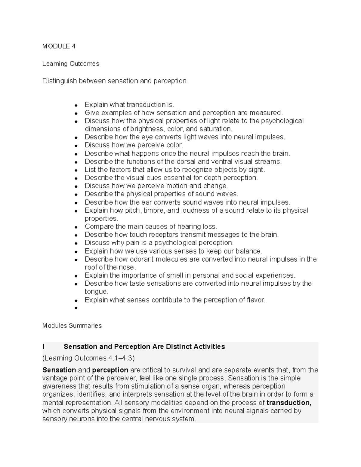 Module 4 - Psychology notes - MODULE 4 Learning Outcomes Distinguish ...