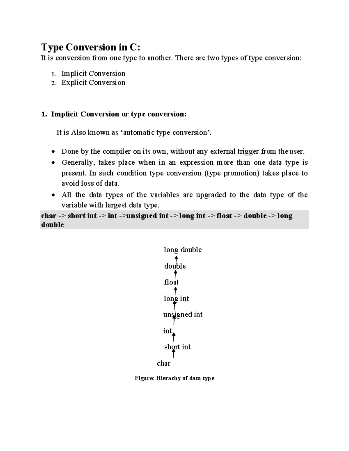 3. Type conversion - Type Conversion in C: It is conversion from one ...