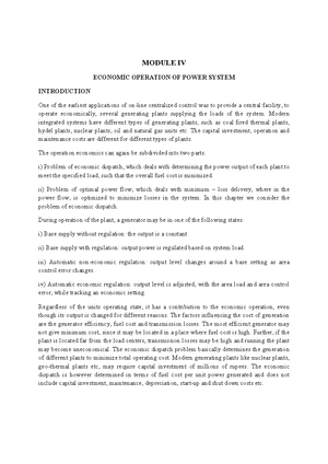Chapter 4 power system operation - Chapter 4 ECONOMIC DISPATCH AND UNIT COMMITMENT ####### 1 ...