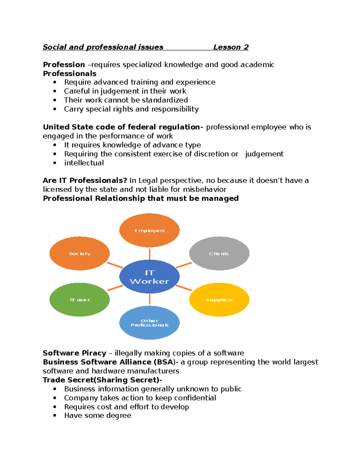 Social and professional issues Lesson 2 - IT Worker to supplier ...