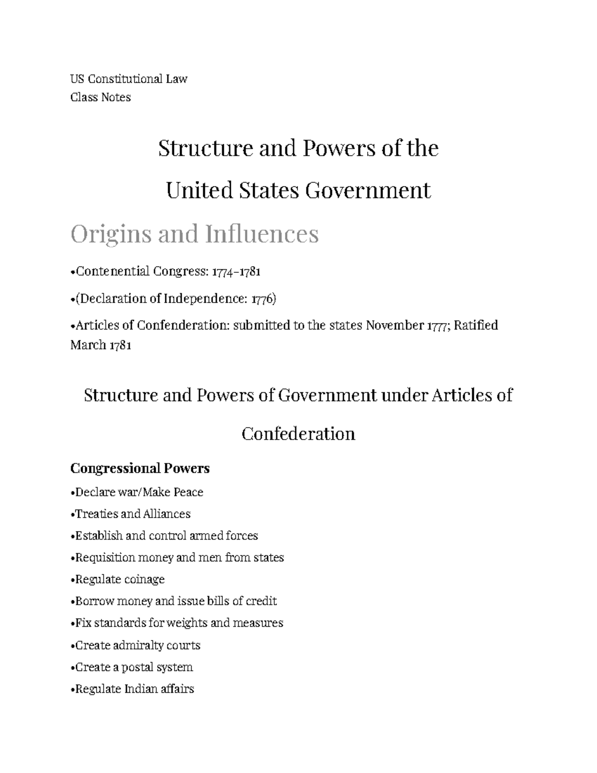 US Constitutional Law - Structure of the US Constitution - US ...