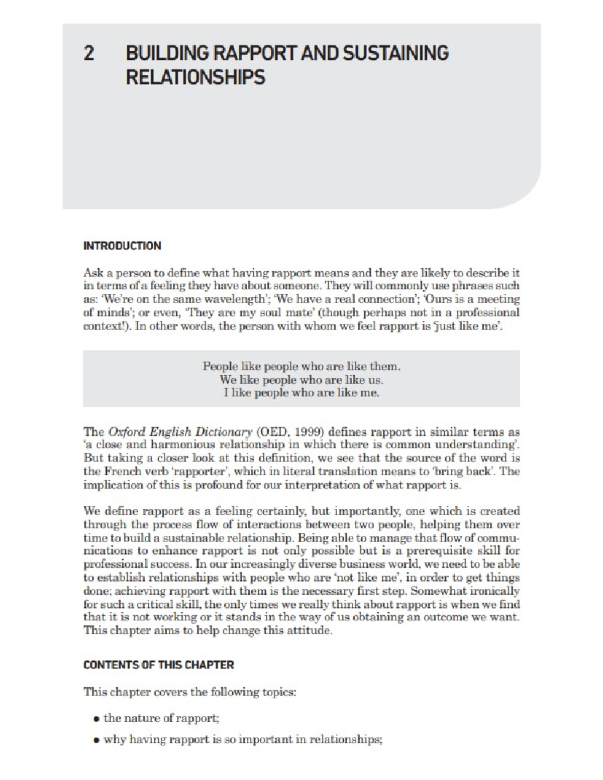Chapter 2 - Building Rapport AND Sustaining Relationships - Human ...