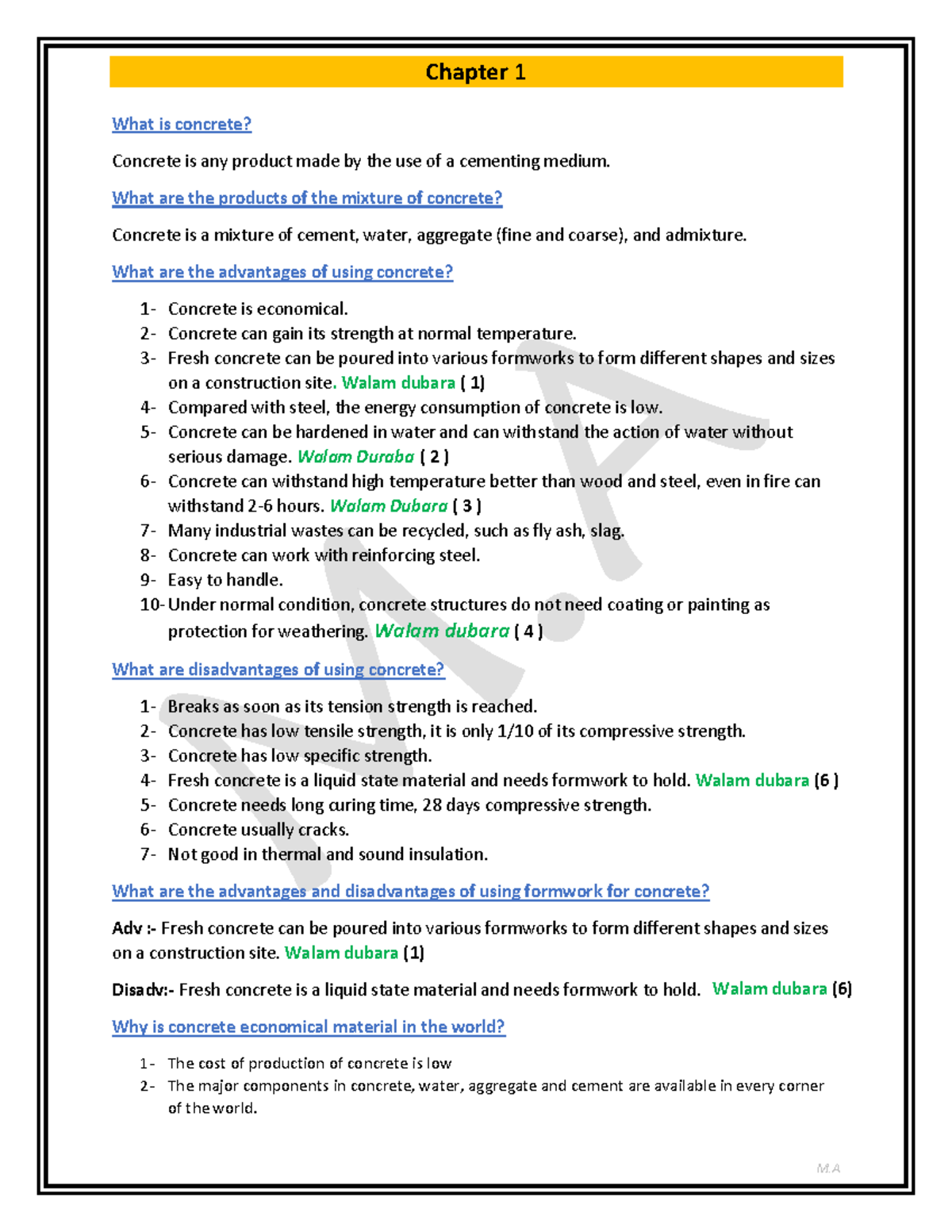 Chapter-1 - Concrete Technology manual answer - Walam dubara (6) What ...