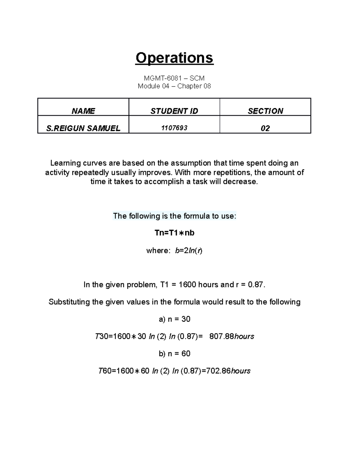 Operation mgt 4 th weekly - Operations Module 04 – Chapter 08MGMT-6081 ...