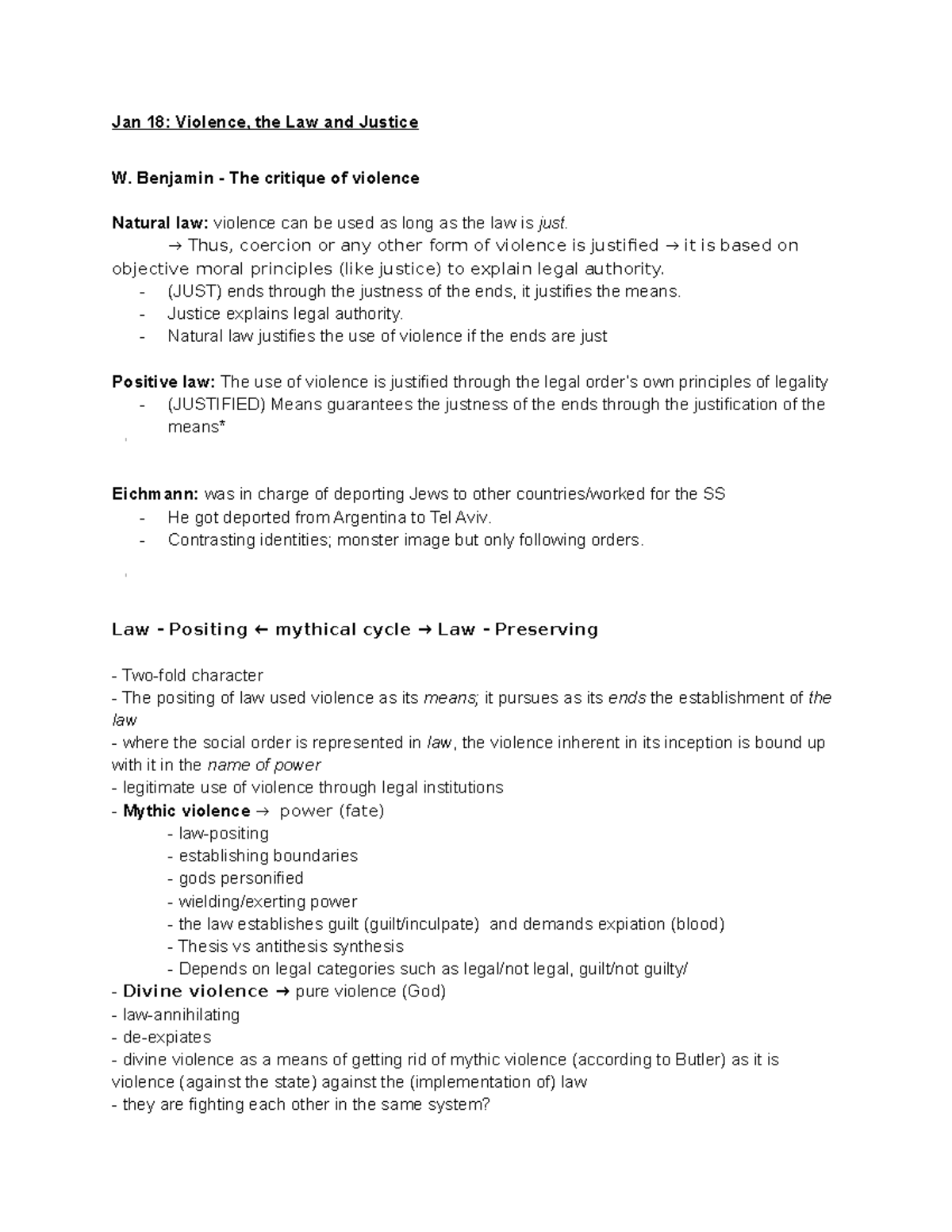 ANTH 380 - Contemp. Human Rights - Jan 18: Violence, the Law and ...