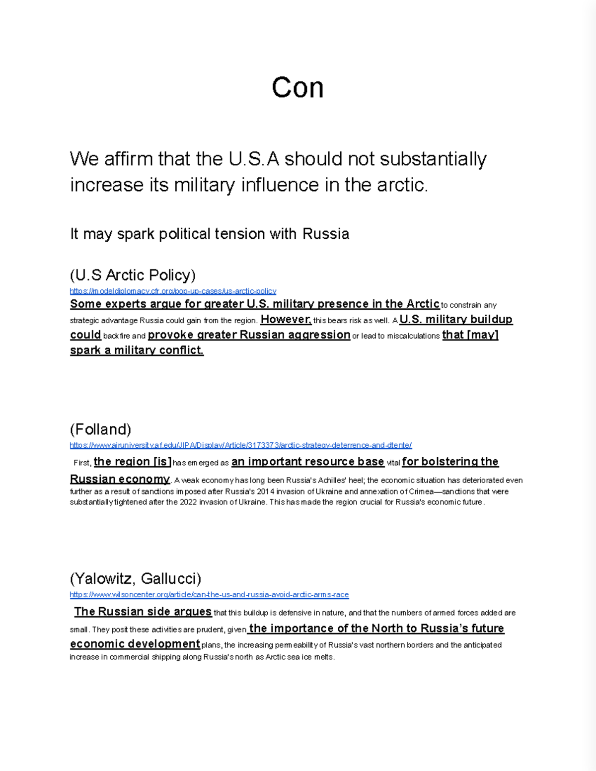 Contention 1 - Google Docs - Con We affirm that the U.S should not ...