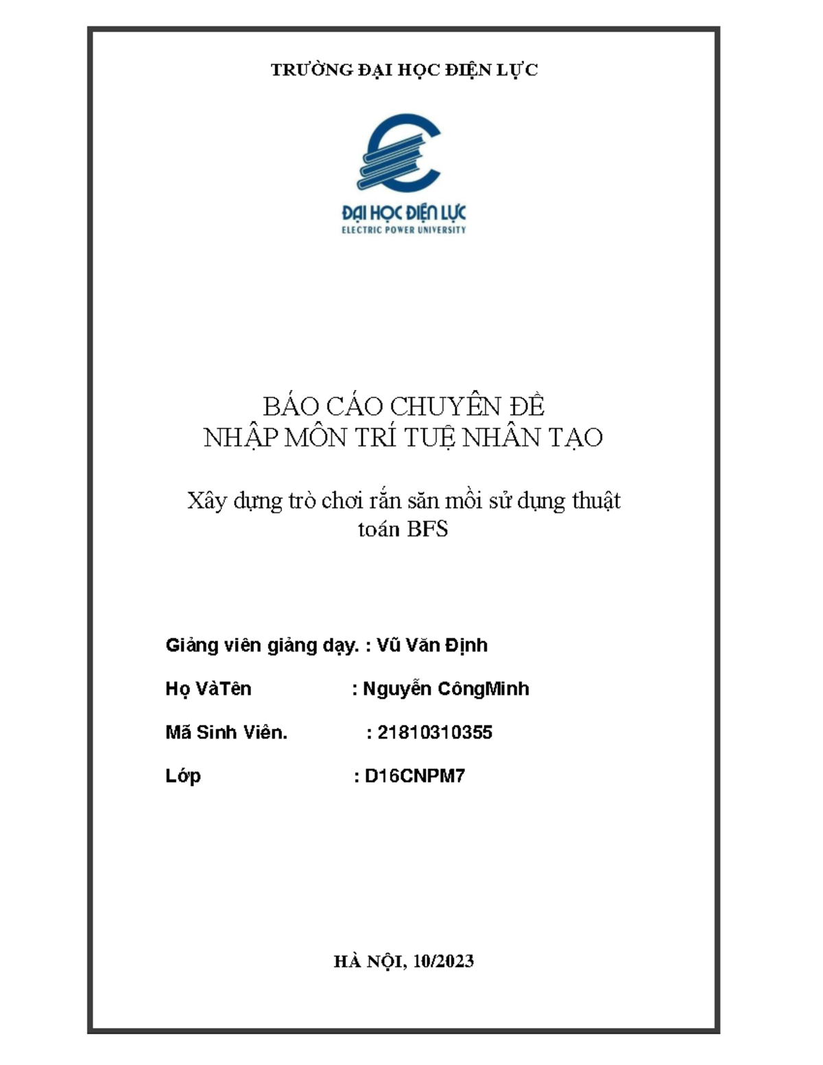 Bao cao chuyen de ttnt - Ttnt - TRƯỜNG ĐẠI HỌC ĐIỆN LỰC BÁO CÁO CHUYÊN ...