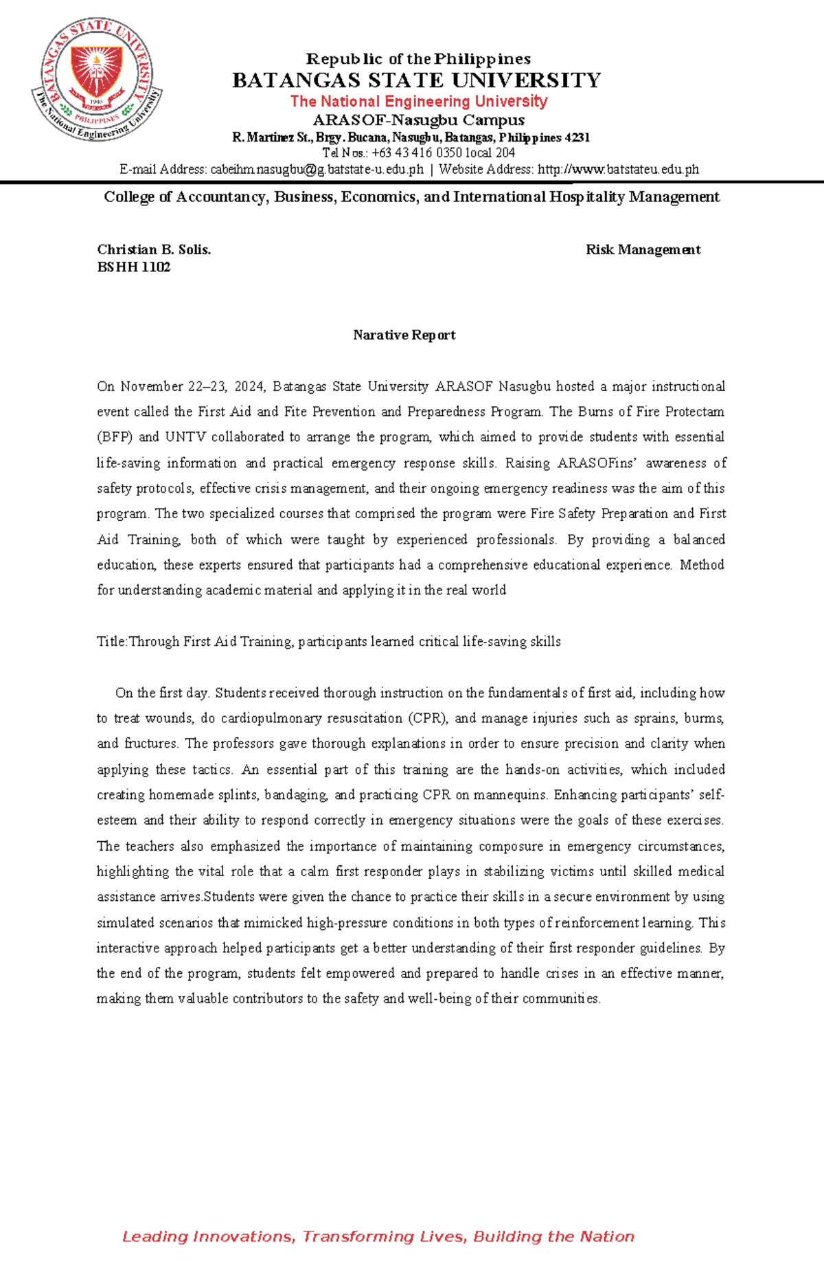 BSU Template - No more information - BATANGAS STATE UNIVERSITY The ...