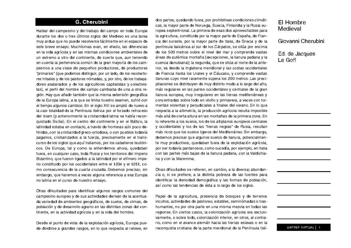 Cherubini - El Hombre Medieval - Hablar del campesino y del trabajo del ...