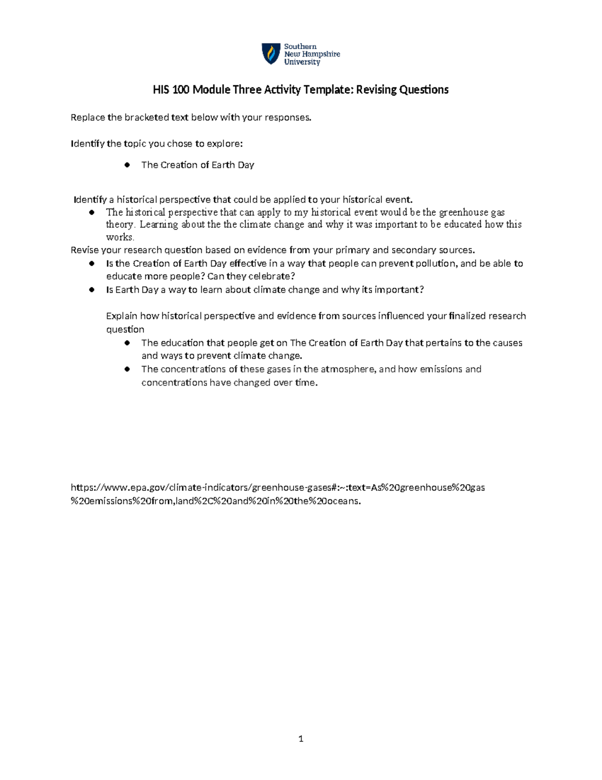 HIS 100 Module Three Activity Revising Questions Template - HIS 100 ...