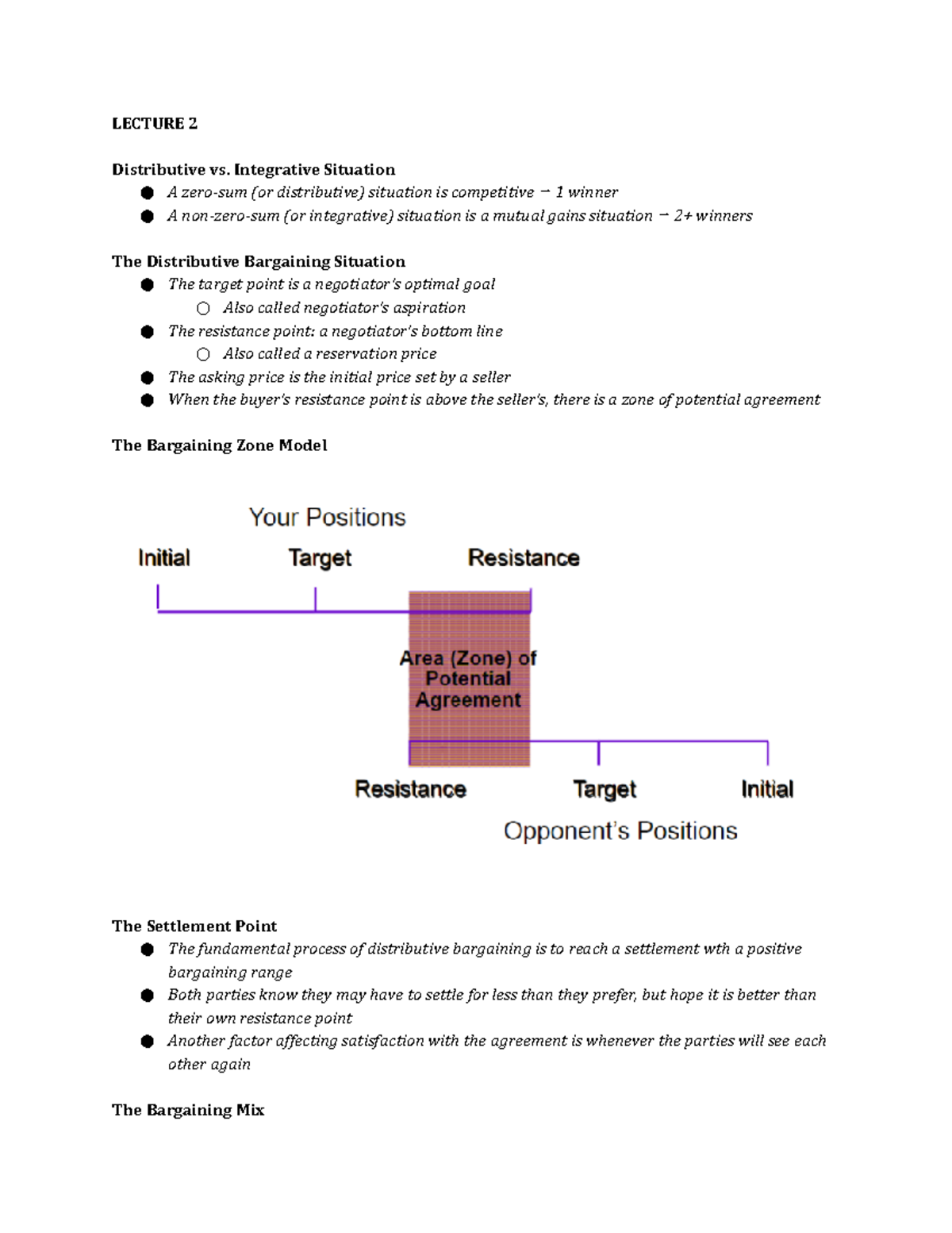 Lecture 2 Sep 13 - LECTURE 2 Distributive vs. Integrative Situation A ...