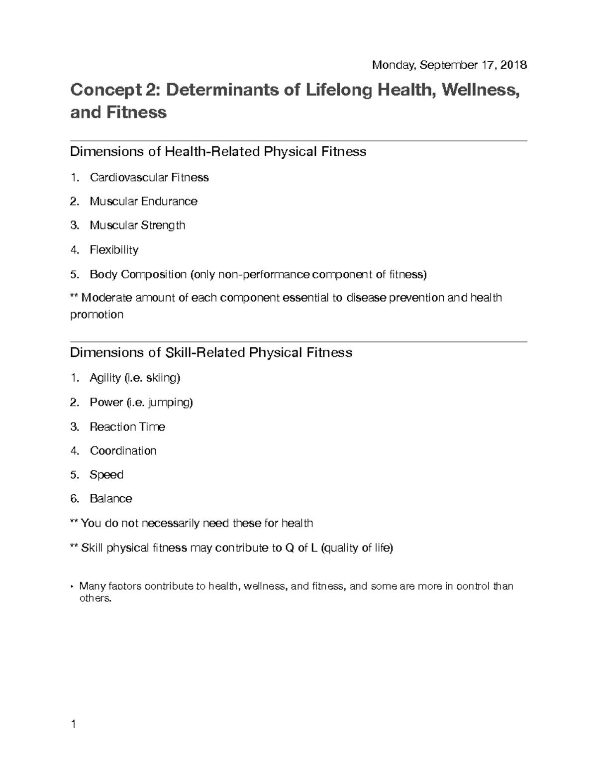 Lecture Concept 2 - Concept 2: Determinants of Lifelong Health ...