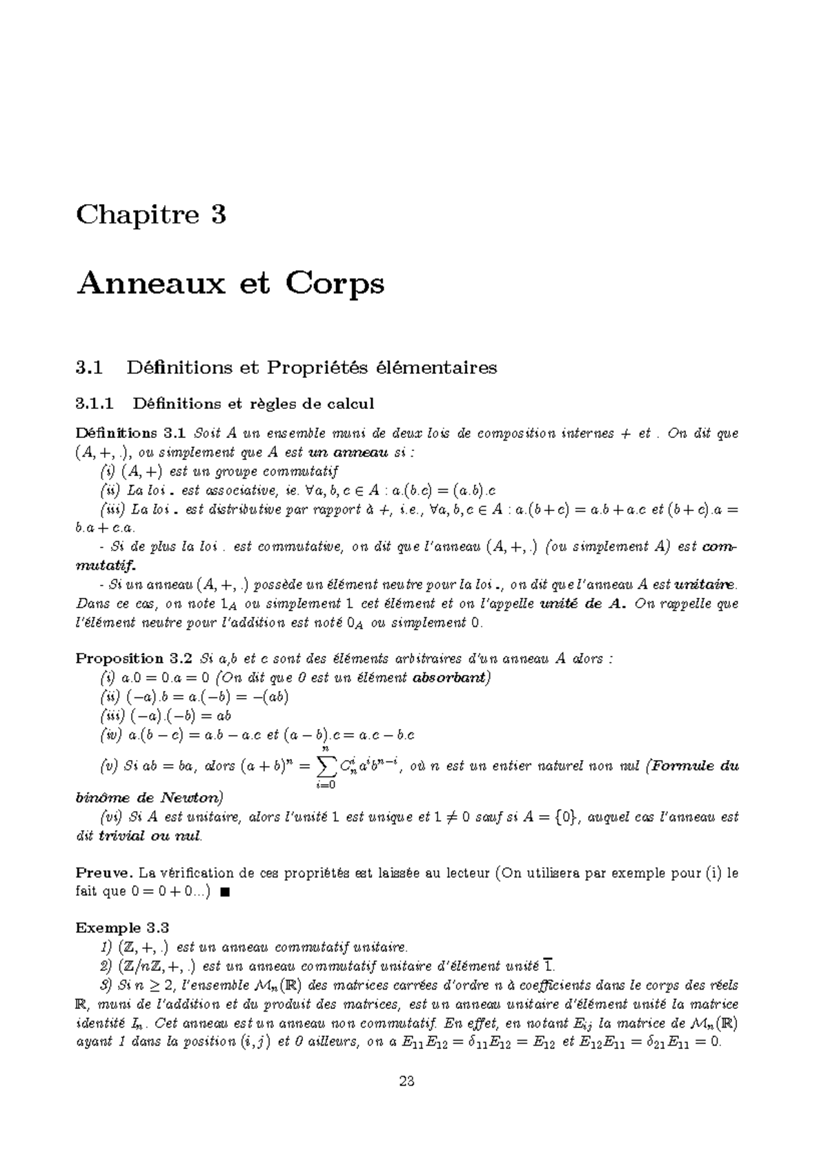 Cour alg6 chapitre 3 - !! " . $ /! ! ( ! . . - Studocu
