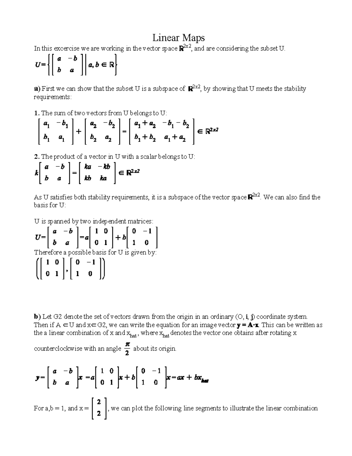 Math Homework 3 Essay - Linear Maps In this excercise we are working in ...
