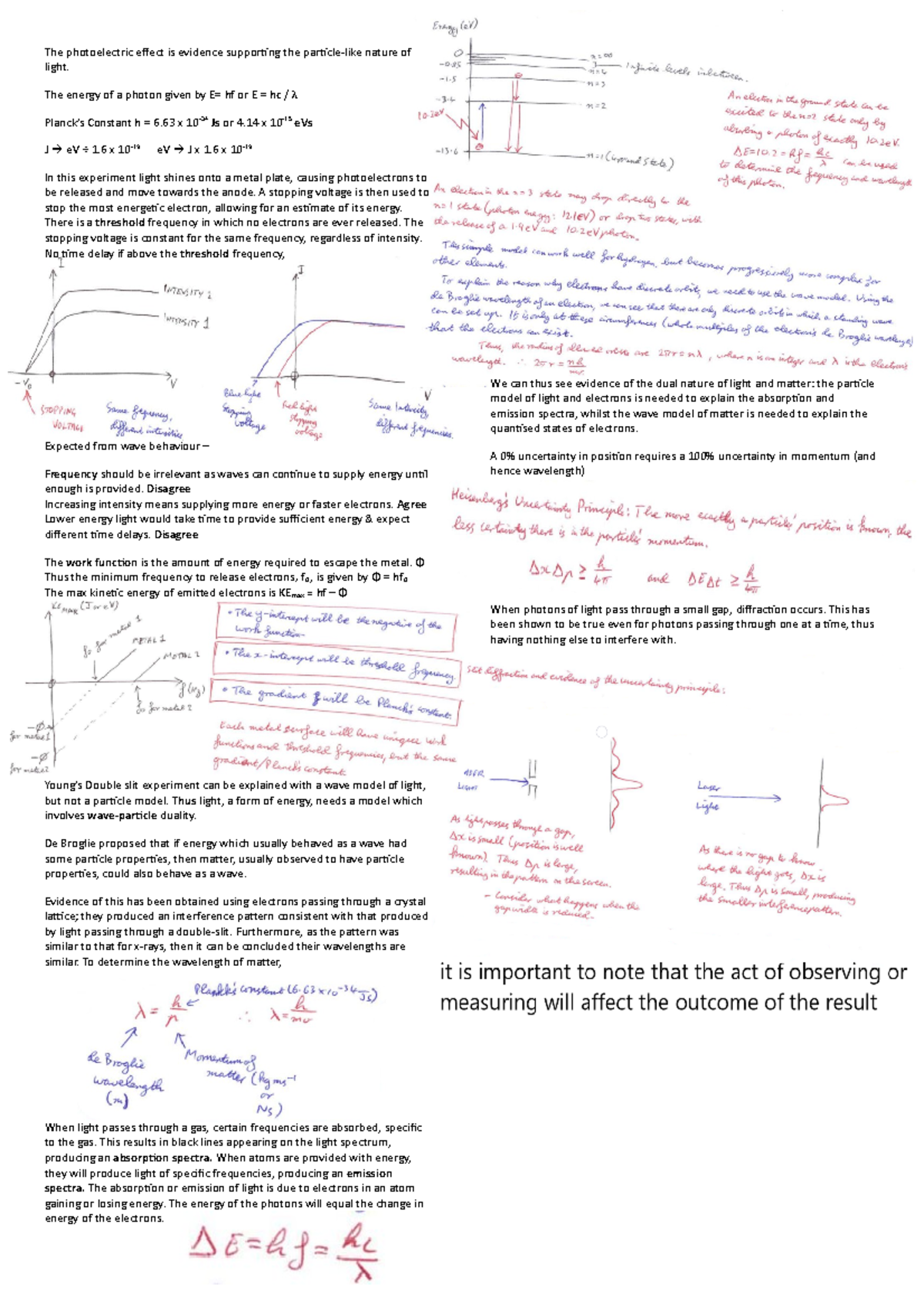Physics SAC Unit 4 Notes - The photoelectric effect is evidence ...