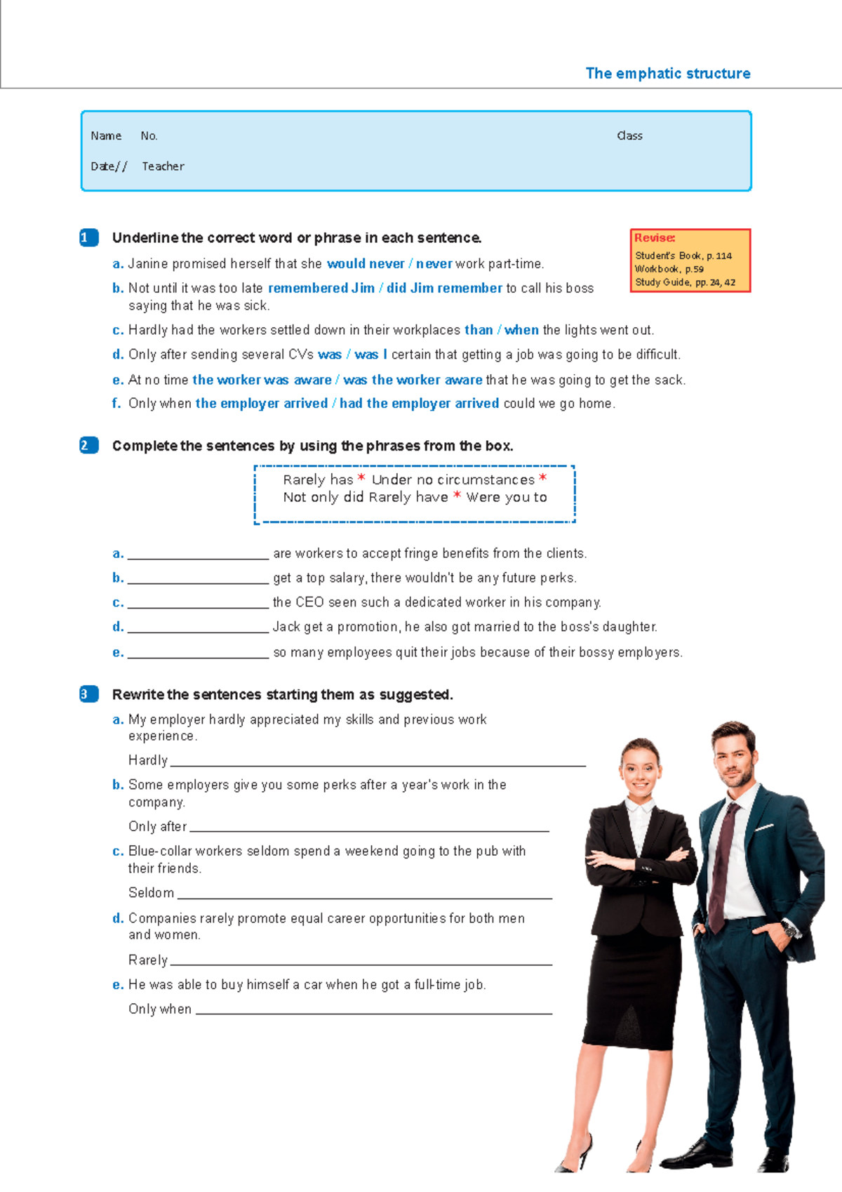 Enga11 grammar worksheet 14 the emphatic structure - The emphatic ...