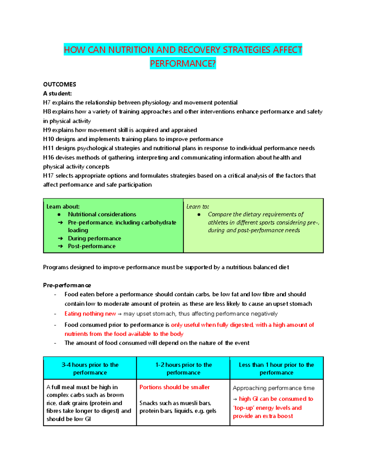 How can nutrition and recovery strategies affect performance? - HOW CAN ...