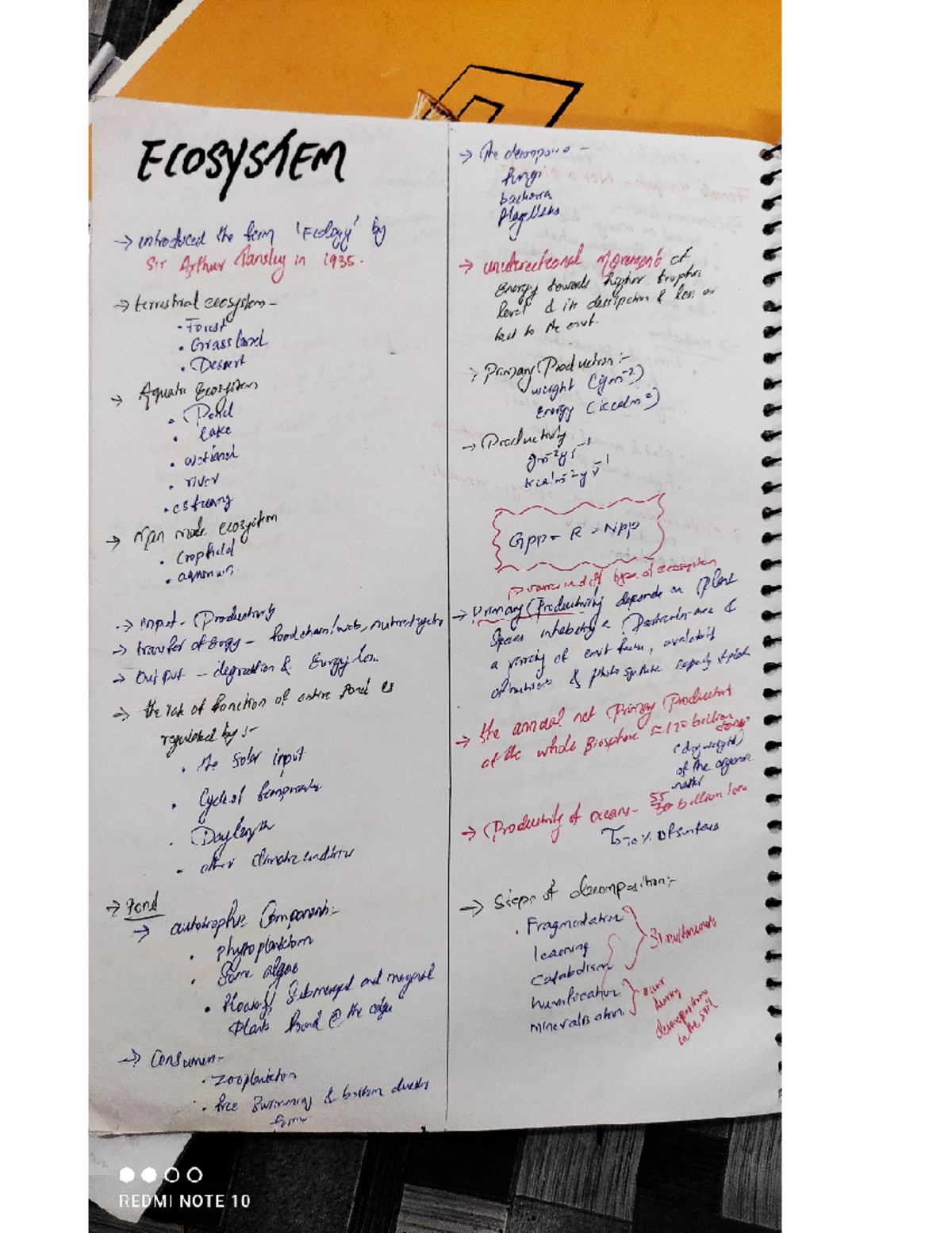 Ecosystem short note class 12 - Biology Handwritten Short Notes - Studocu