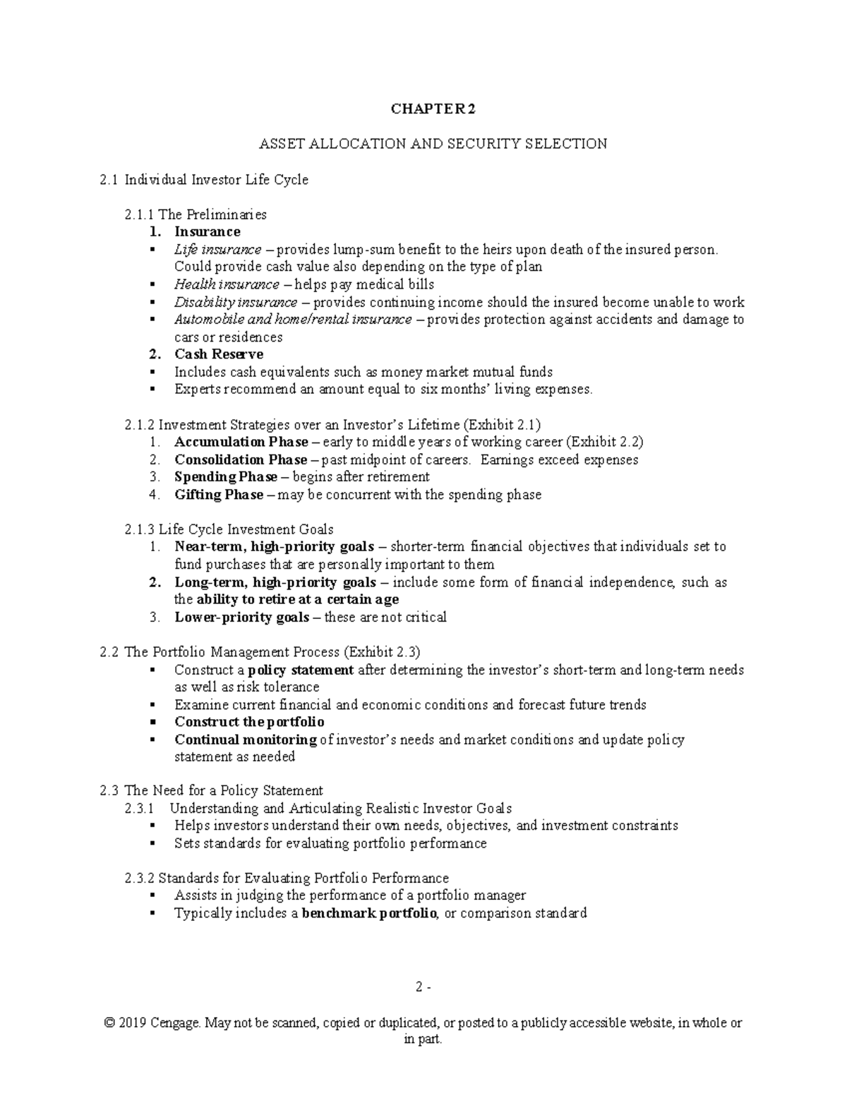 SN- Chapter 2 - CHAPTER 2 ASSET ALLOCATION AND SECURITY SELECTION 2 ...