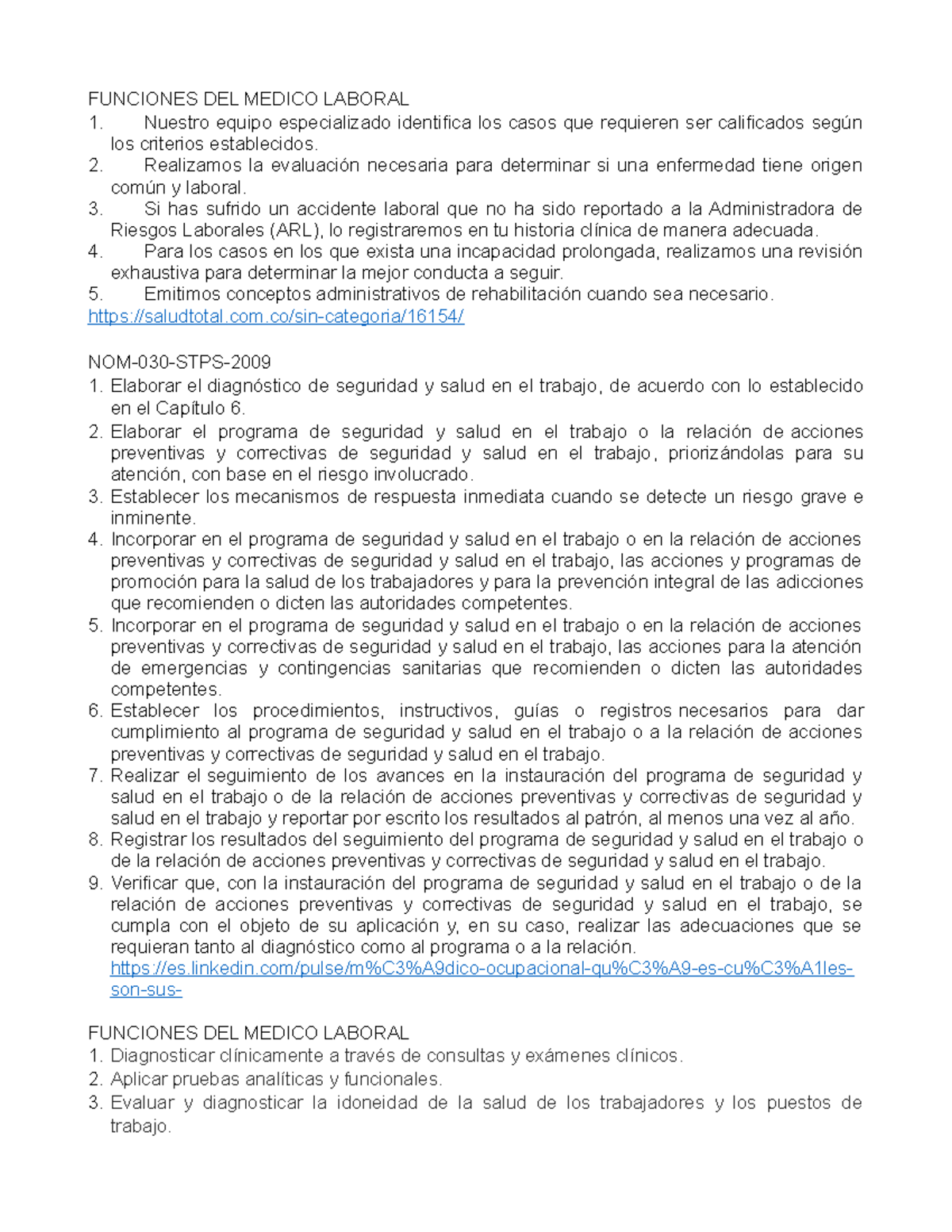 Funciones DEL Medico Laboral - FUNCIONES DEL MEDICO LABORAL Nuestro equipo especializado ...