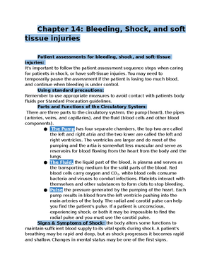 Chapter 14 Outline - Chapter 14 Outline: Bleeding, Shock, and Soft ...