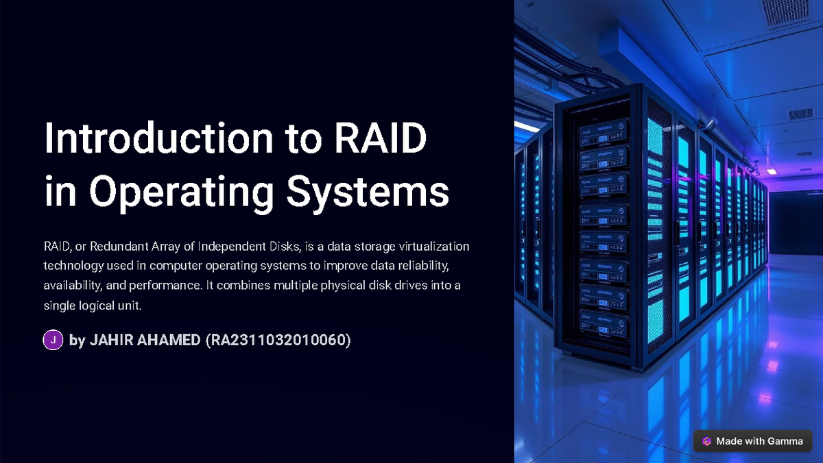 Introduction to RAID in Operating Systems - Introduction to RAID in Operating Systems RAID, or ...
