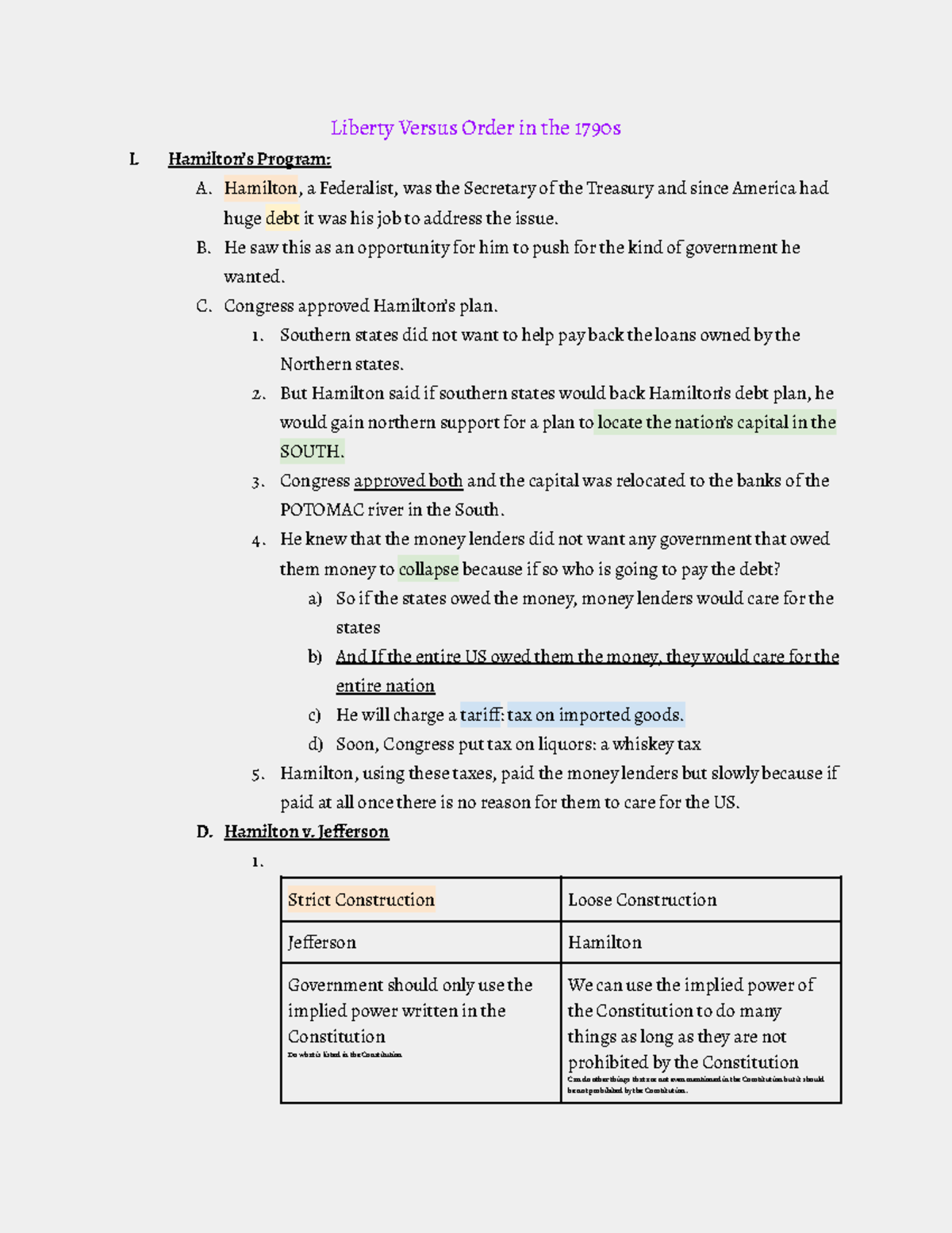 US History (H) Ch 6 - Liberty Versus Order in the 1790s I. Hamilton’s ...