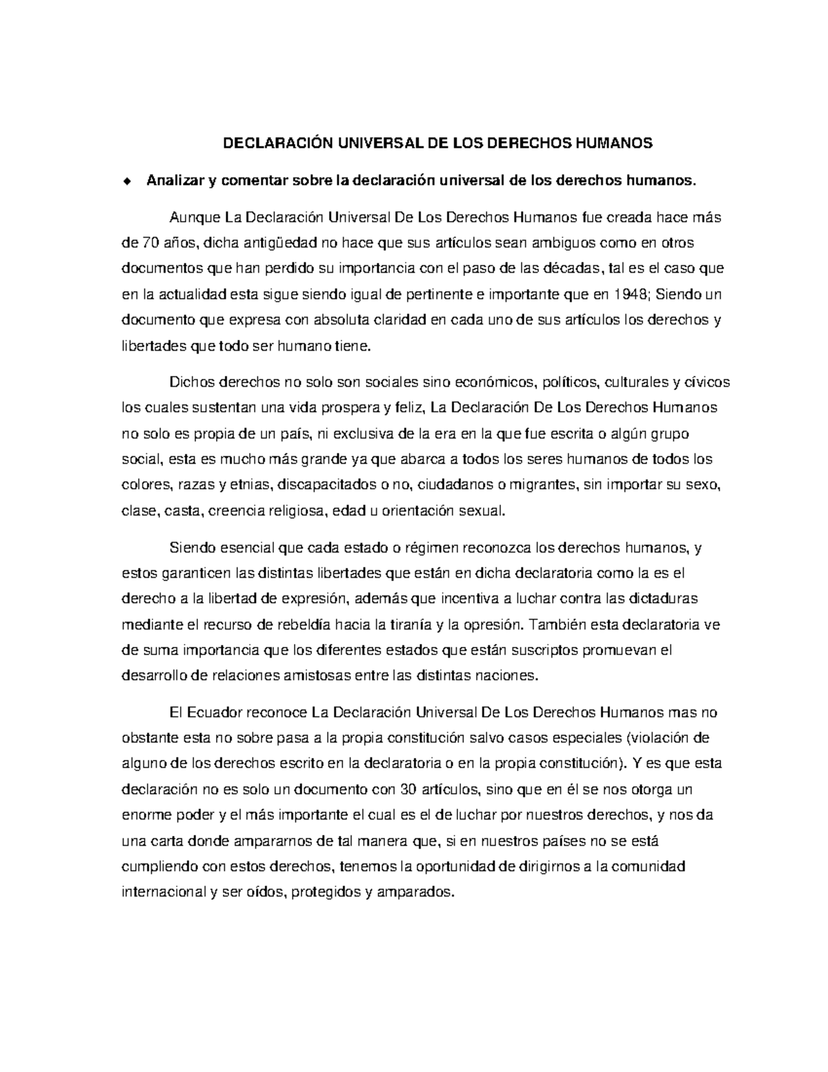 Declaración Universal DE LOS Derechos Humanos f - DECLARACIÓN UNIVERSAL ...