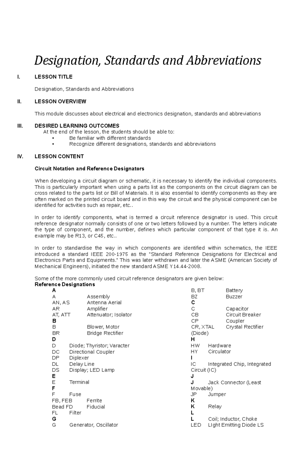 Module 3-Designation, Standards and Abbreviations - Designation ...